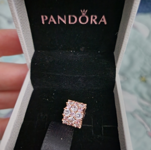 Pandora | Jewelry | Pandora Rose Gold Charm Pink And White Sparkle ...